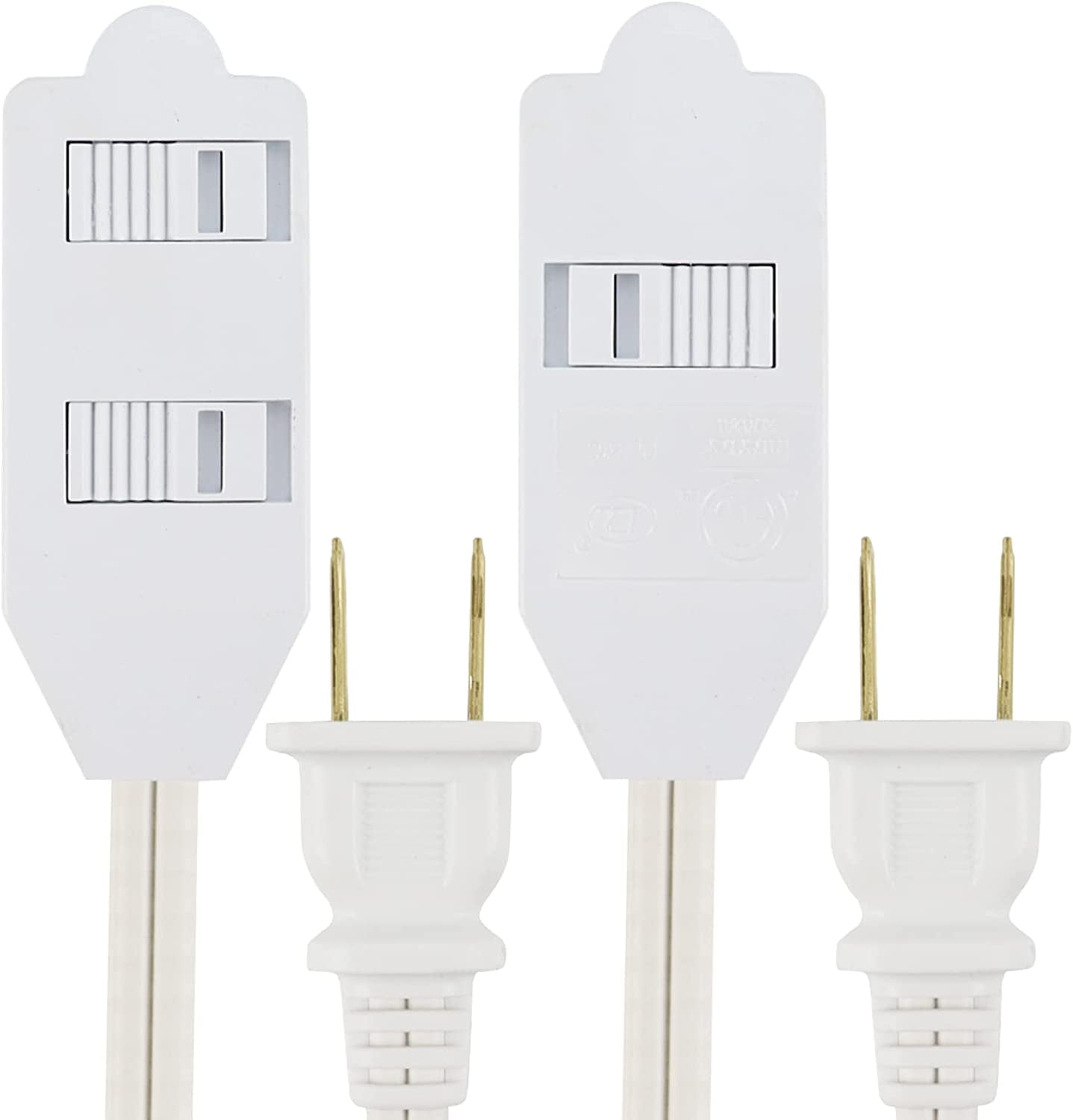 EP 2 Pack 15 Ft Extension Cord with 3 Power Outlets - 2 Prong Plug, 16 ...