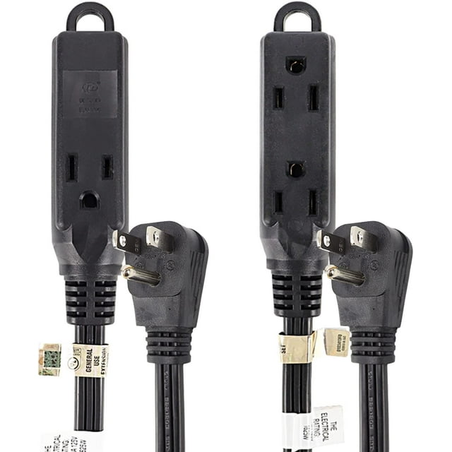 EP 2 Pack 6 Ft 3 Outlet Indoor Extension Cord, 16 AWG SPT-3 Durable ...