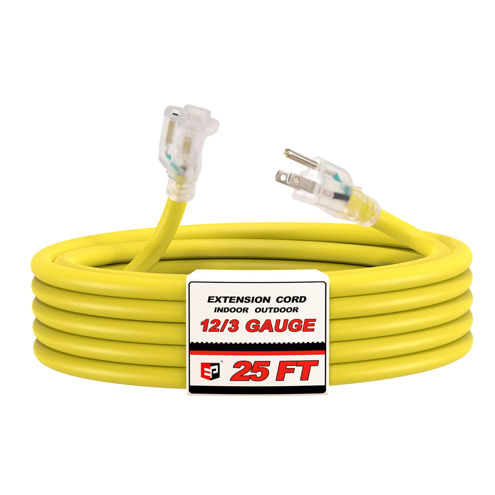 EP 25 Ft 12/3 SJTW Heavy Duty Yellow Extension Cord, Outdoor Indoor ...