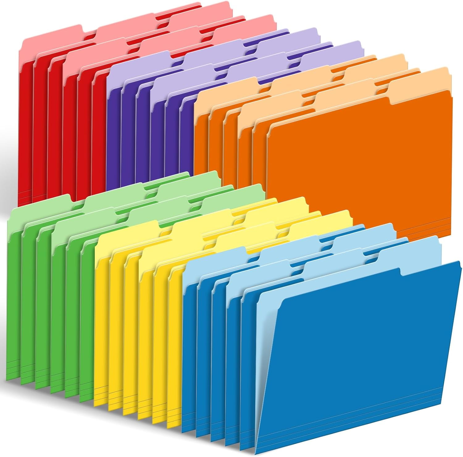 EP 36 Pack Two-Tone Color File Folders, Bulk1/3-Cut Tabs Letter Size ...