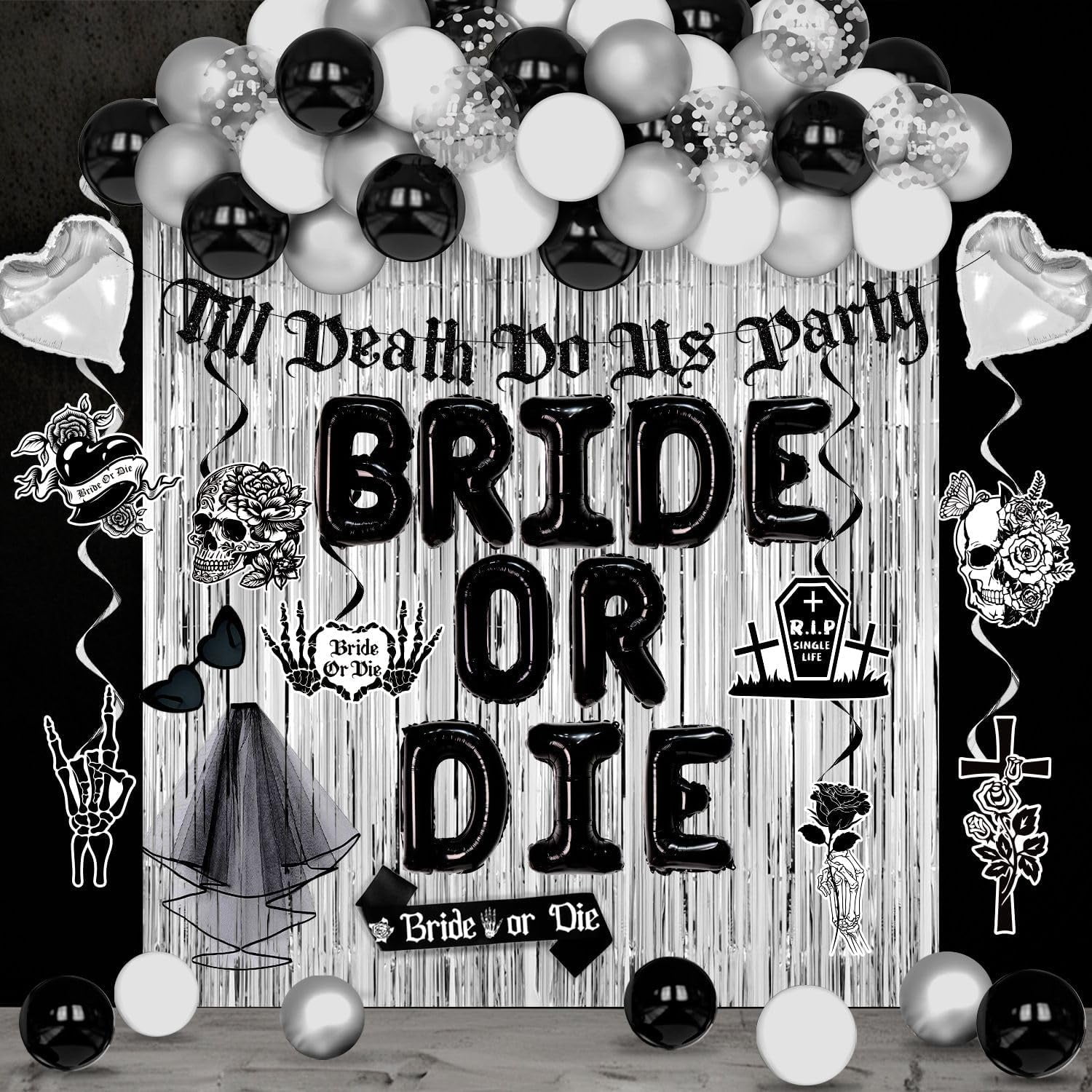EP Bride or Die Bachelorette Party Decorations, 67pcs Till Death Do Us ...