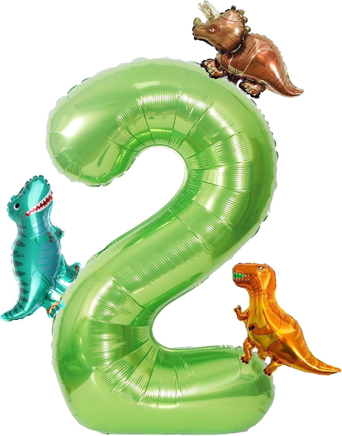 EP Dinosaur Green Number 2 Balloon, 40 In Large Foil Helium Balloon ...
