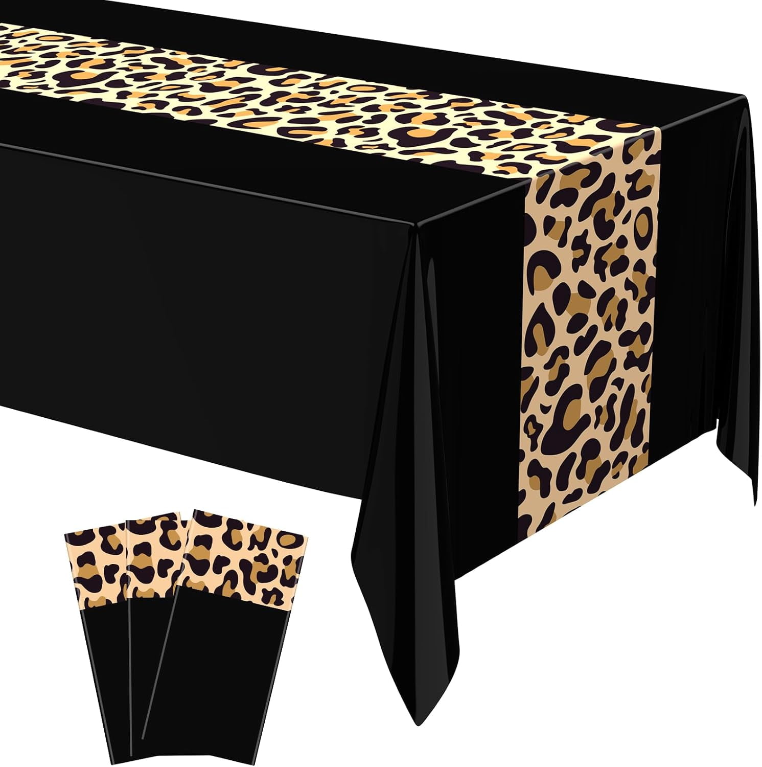 EP Leopard Print Tablecloth 54 x 108'' Leopard Plastic Table Cover ...