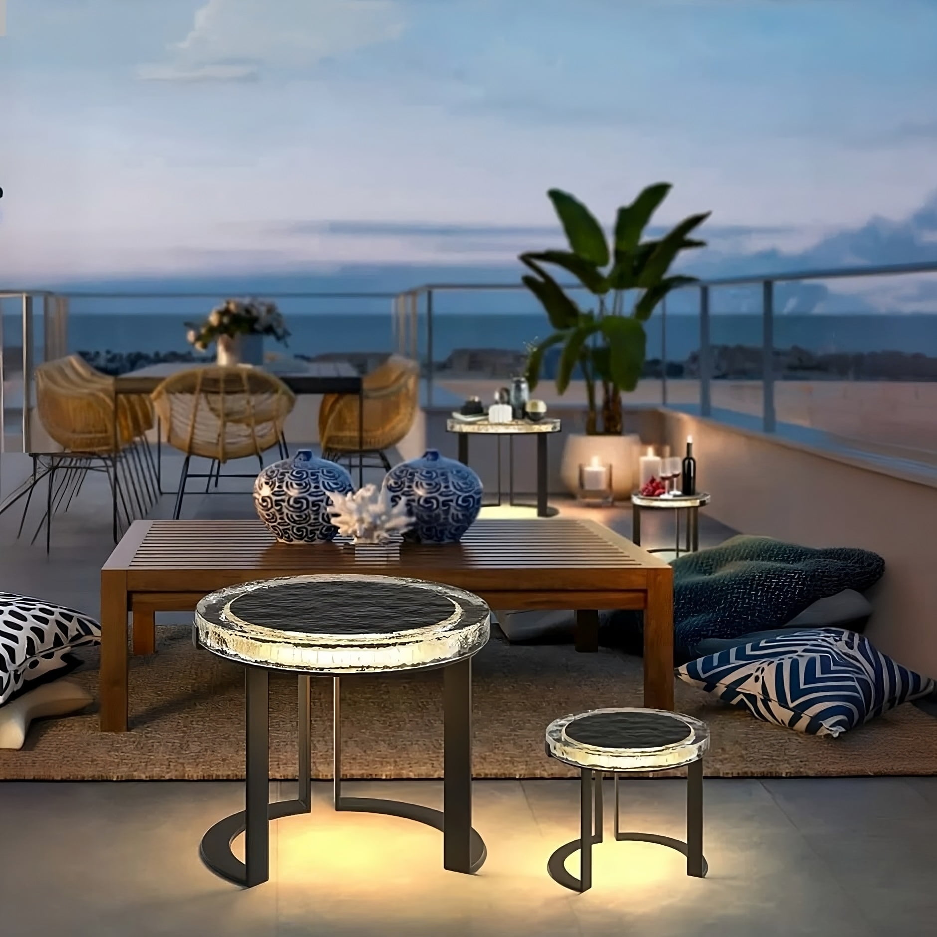 EP Light Solar Garden Table with Waterproof LED Lighting and 27 Stylish ...
