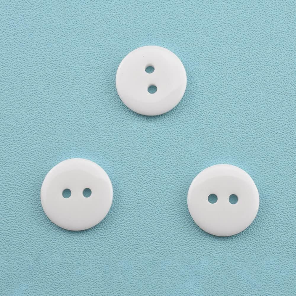 EP Plastic Buttons 2 Big Holes 15mm Round Flat Back Save Ears Thread ...