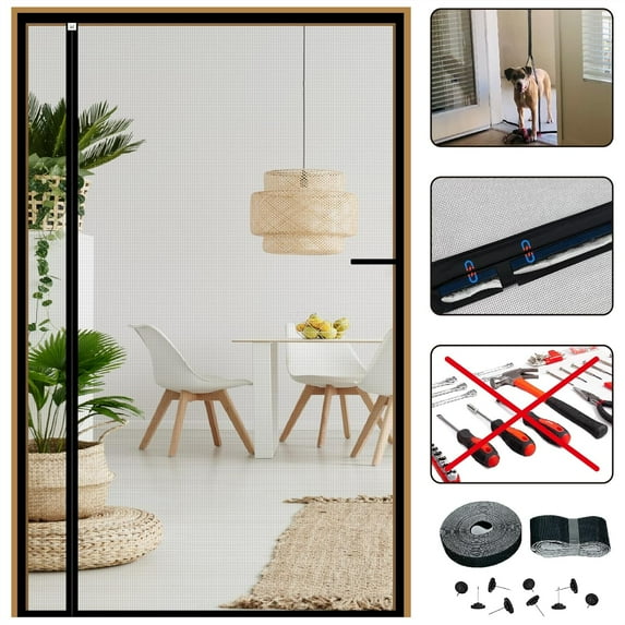 EP Reversible Left Right Side Opening Screen Door Mesh Magnetic Closure ...