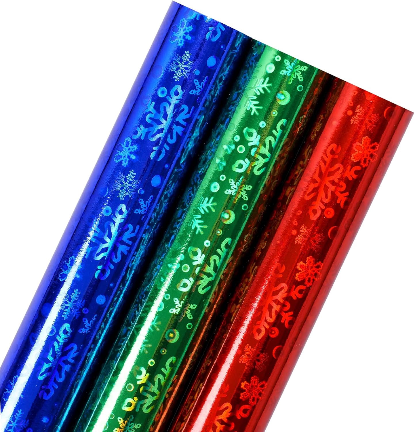 EP Snowflake Holographic Wrapping Paper - Mini Roll - Red/Blue/Green ...