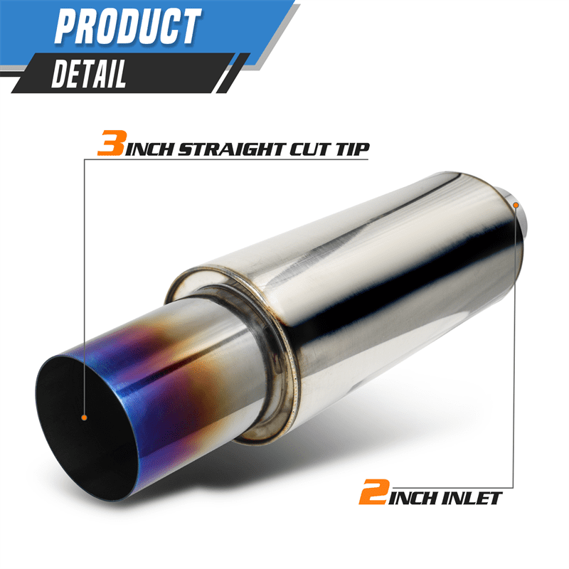 EPA 2"Inlet 3"Outlet Exhaust Muffler Clamp Round Straight-Through Burnt ...