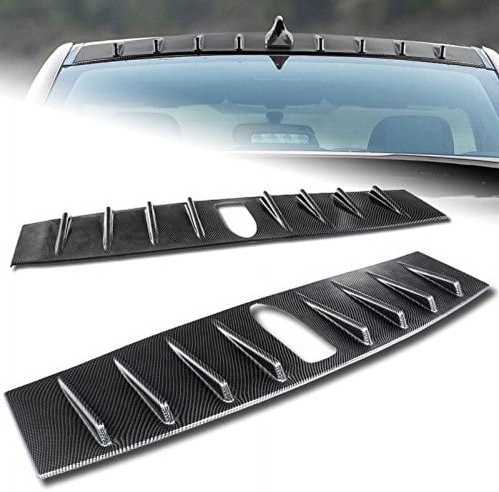 EPARTS Carbon Fiber Look Rear Window Roof Spoiler Wing Shark Fine ...