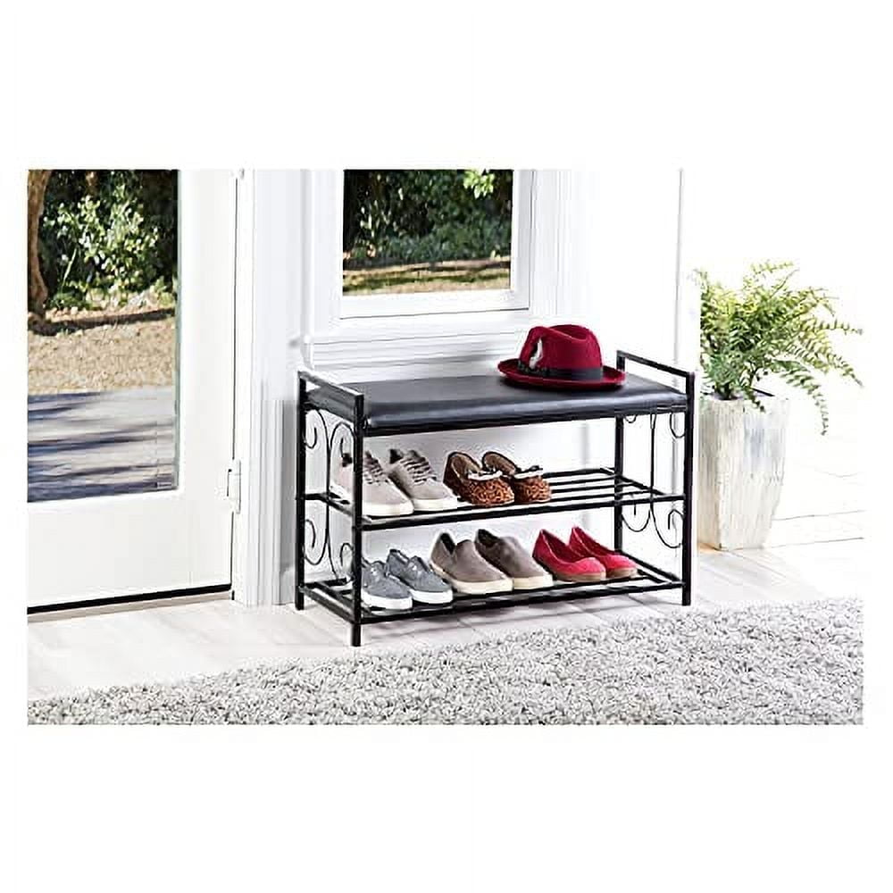 EPC Scroll Metal Design 3 Tier Entryway Shoe and Sitting Storage ...