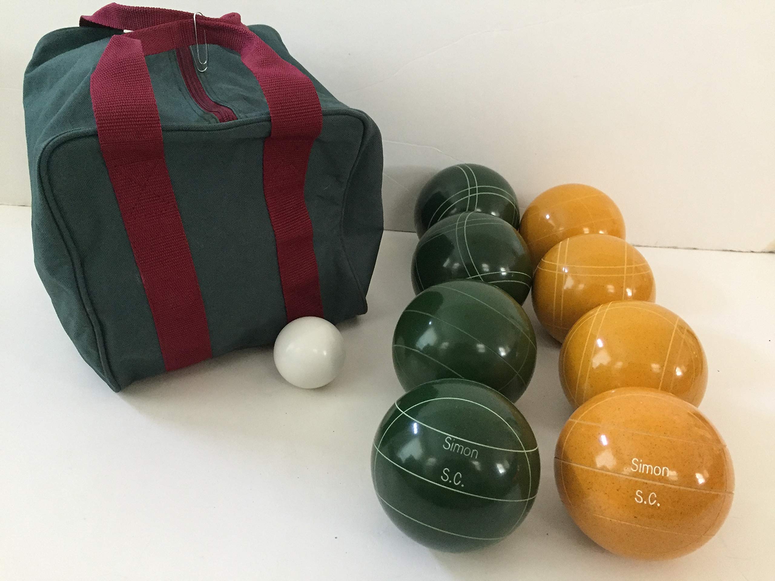 EPCO Engraved Bocce Package - 110mm Gold and Dark Green Balls with ...