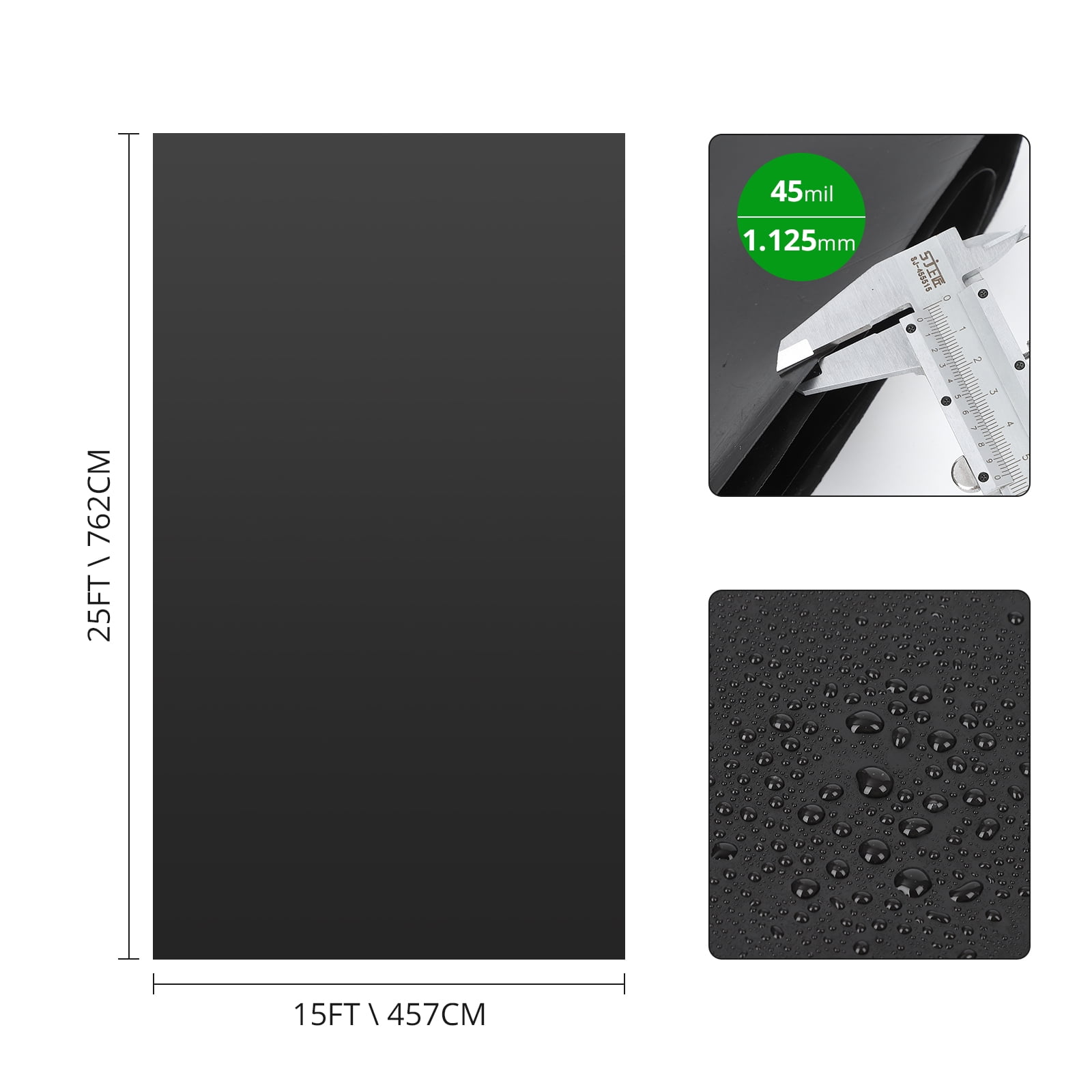 EPDM Pond Liner Thickness 45mil 20*20ft - Walmart.com