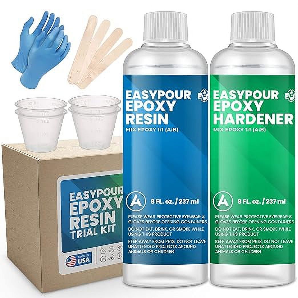 EPE EasyPour Epoxy 16 Oz Kit - Crystal Clear High Gloss Resin and ...