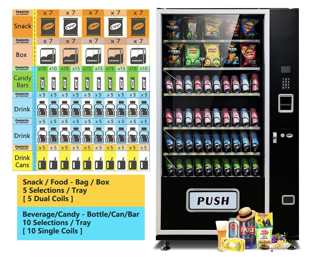 EPEX Extra Large Soda Combo Vending Machine, Stratified Temp Control ...