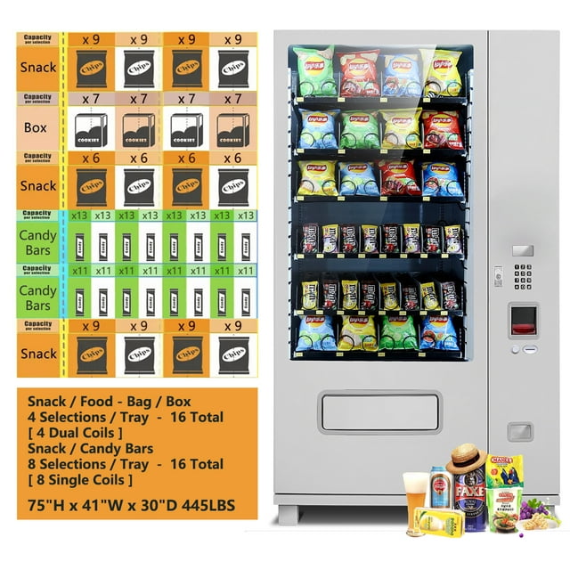 EPEX F632 Large Snack Vending Machine with LED Glass Front - Walmart.com