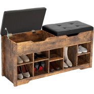 VASAGLE Storage Bench Entryway Bench with Cushion Drawer and Open ...