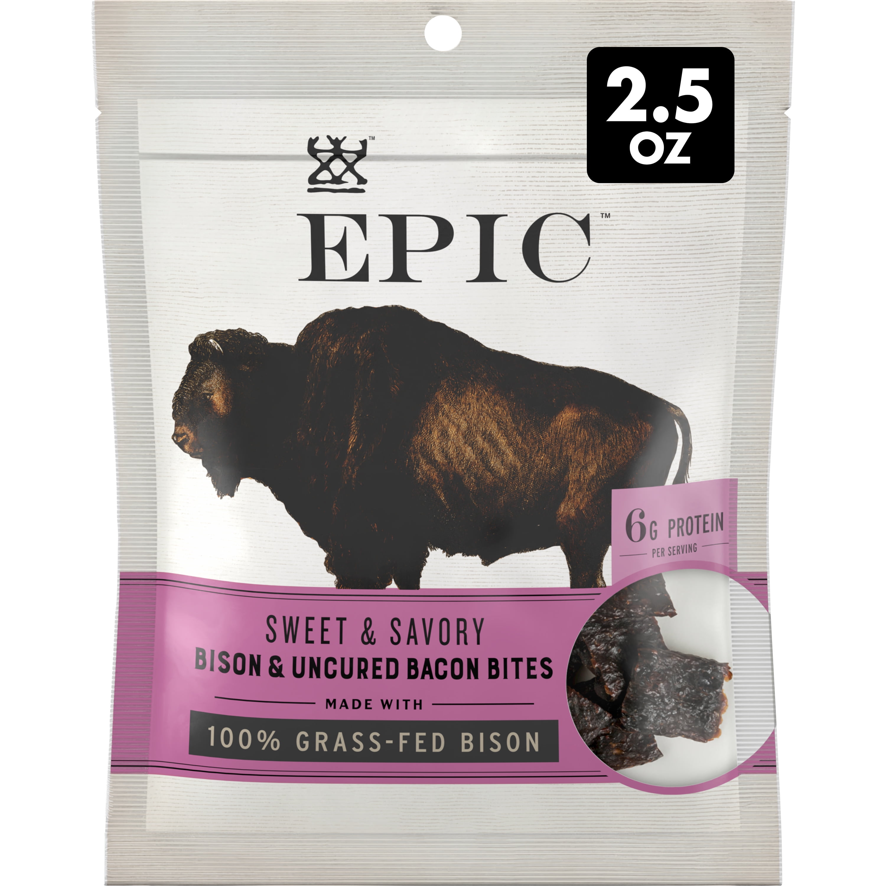 EPIC Bison Bacon Protein Snacks, Whole30 Approved, 2.5oz - Walmart.com
