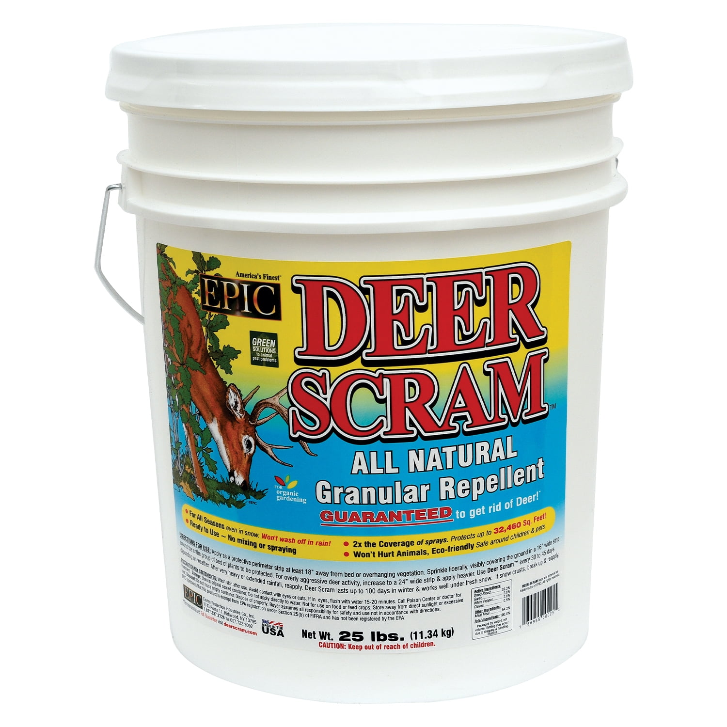 Epic All-Natural Granular Deer and Rabbit Repellent, 25-Pound Pail ...