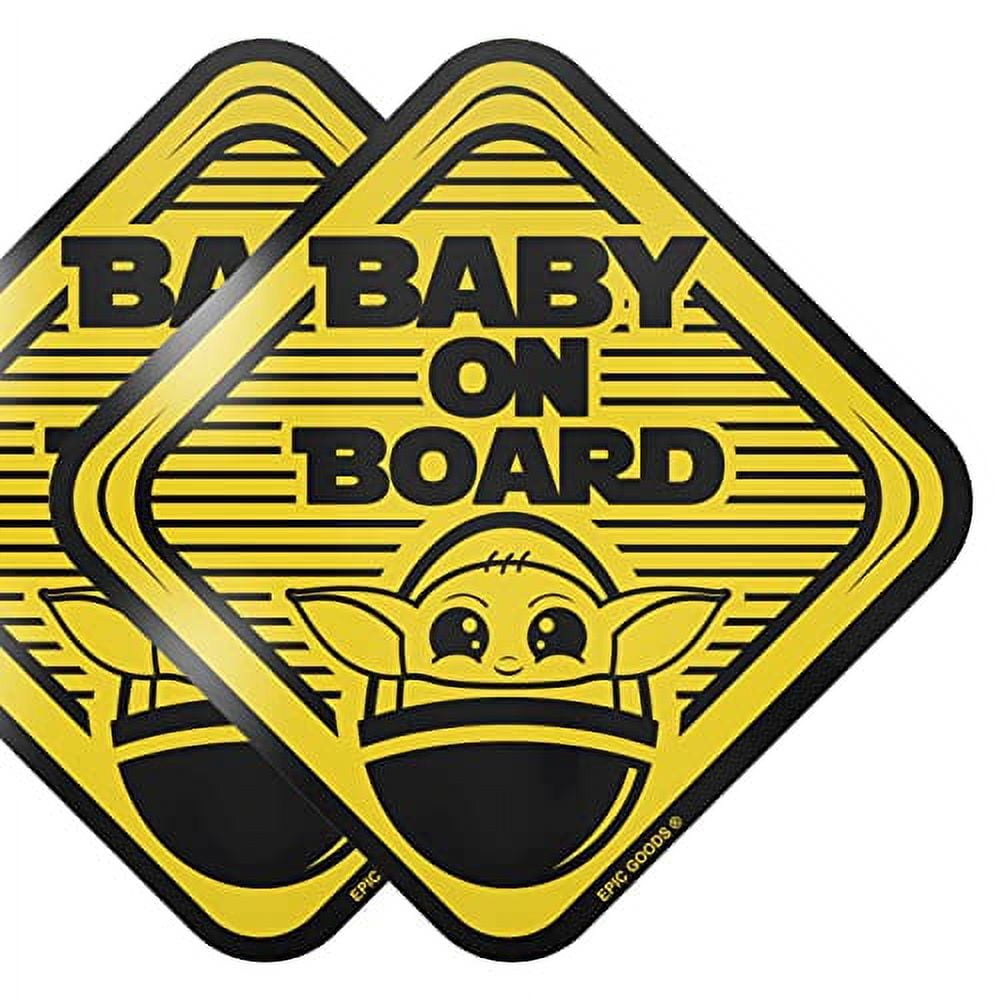 EPIC Goods Cute Baby Yoda On Board Large (5x5) Vinyl Decal Stickers, 2 ...