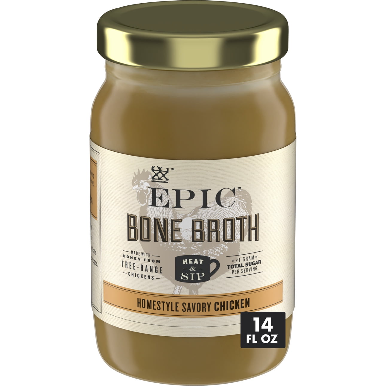EPIC Homestyle Chicken Bone Broth, Keto and Paleo Friendly, Whole30 Approved, 14 fl oz - Walmart.com