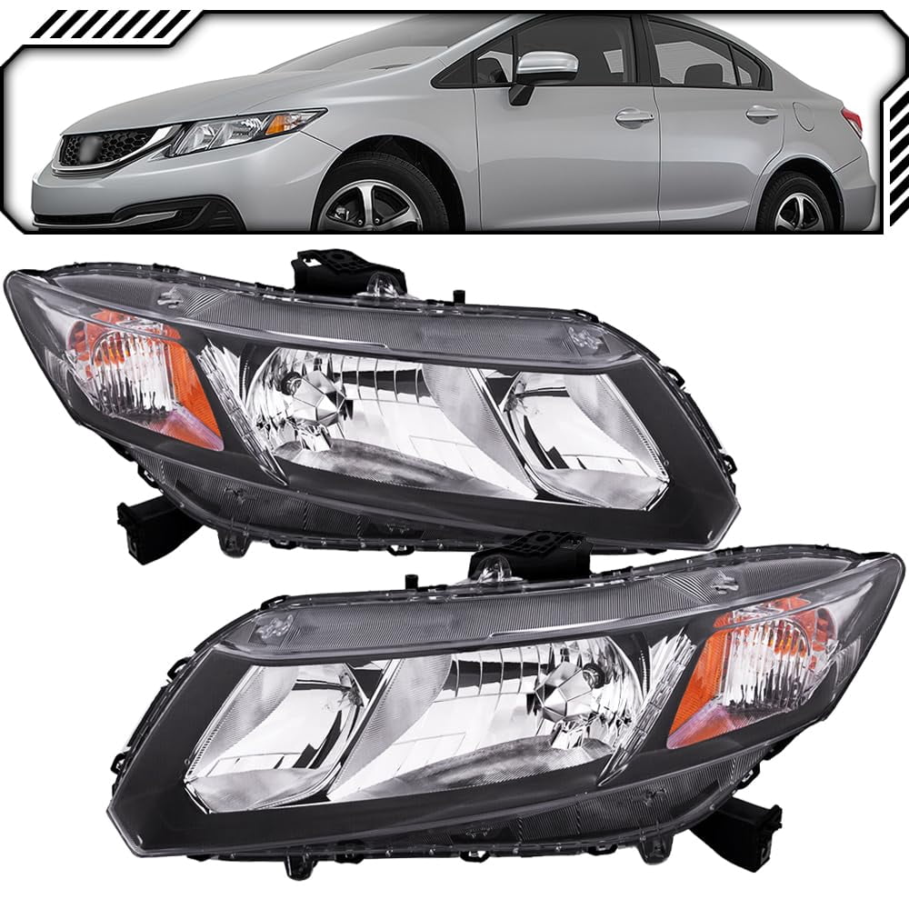 EPIC LIGHTING CAPA OE Style Halogen Headlights Black Bezel Assembly ...