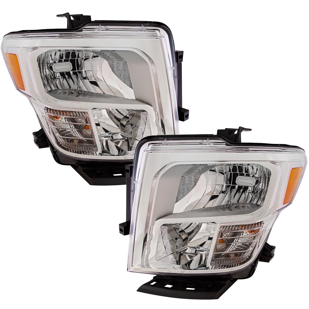 EPIC LIGHTING CAPA OE Style Halogen Headlights Chrome Bezel Assembly Replacement for NISSAN 17 ...
