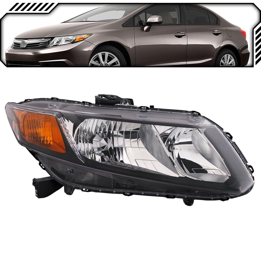 EPIC LIGHTING OE Style Halogen Headlight Non-Hybrid Black Bezel ...