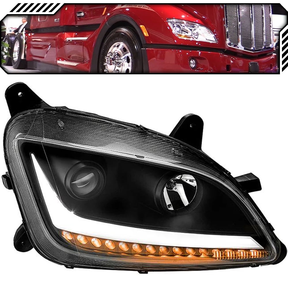 EPIC LIGHTING OE Style Halogen Headlight Projector w/ LED Light Bar LED ...