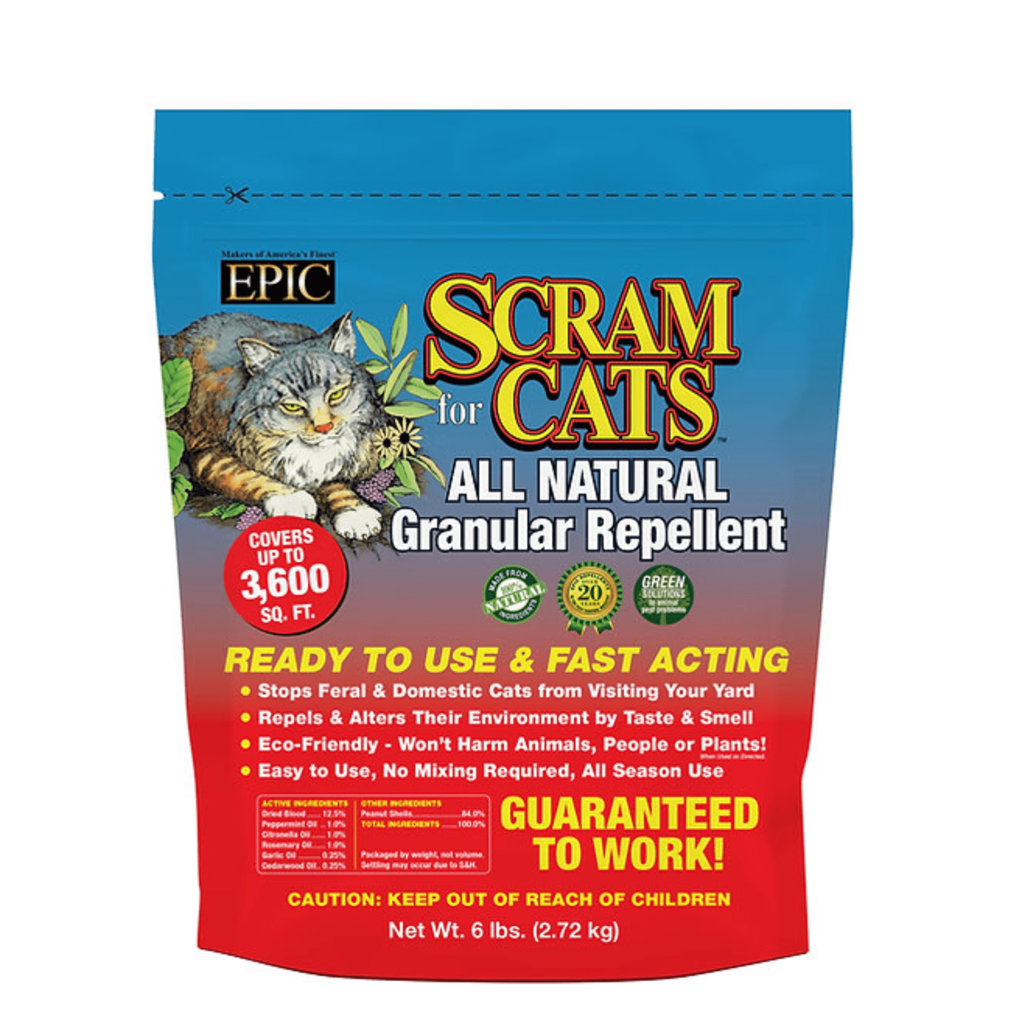 EPIC Scram for Cats Granules: Natural Outdoor Yard Deterrent & Animal ...