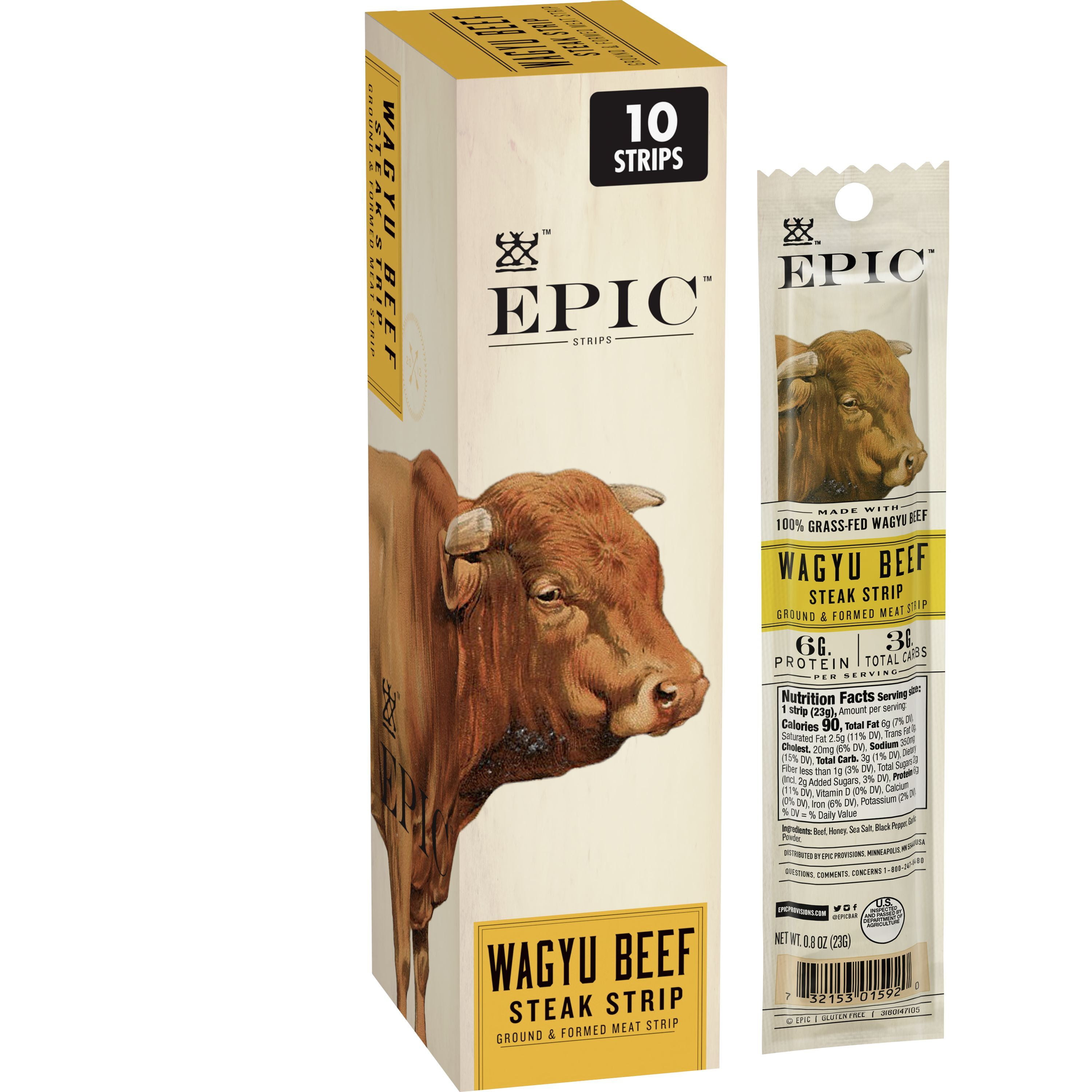 EPIC Snack Strips, Wagyu Beef Steak, Grass-Fed and Paleo Friendly, 0.8 ...