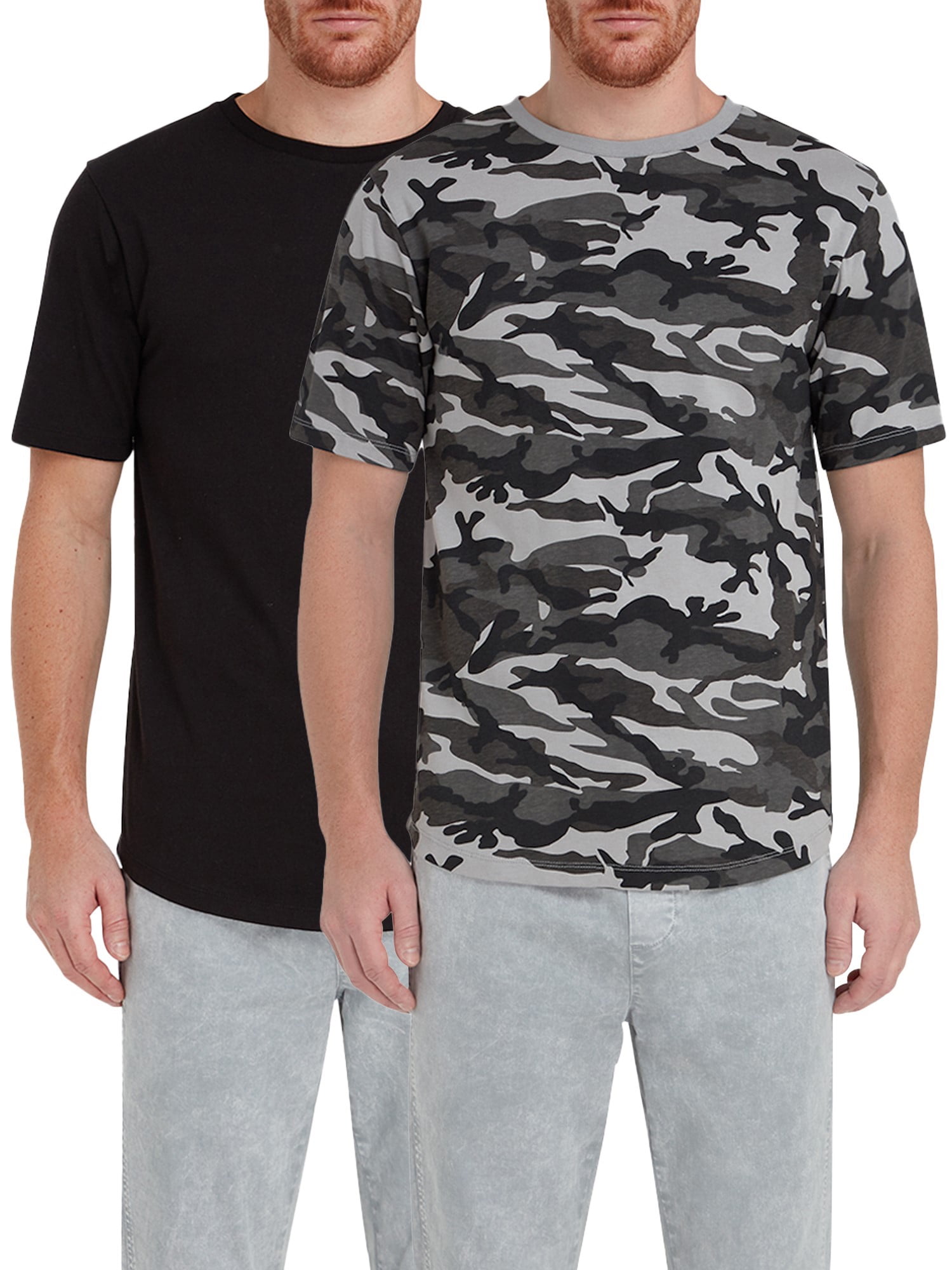 EPIC Studio Men's & Big Men's Longline Camo & Solid T-Shirts, 2-Pack ...