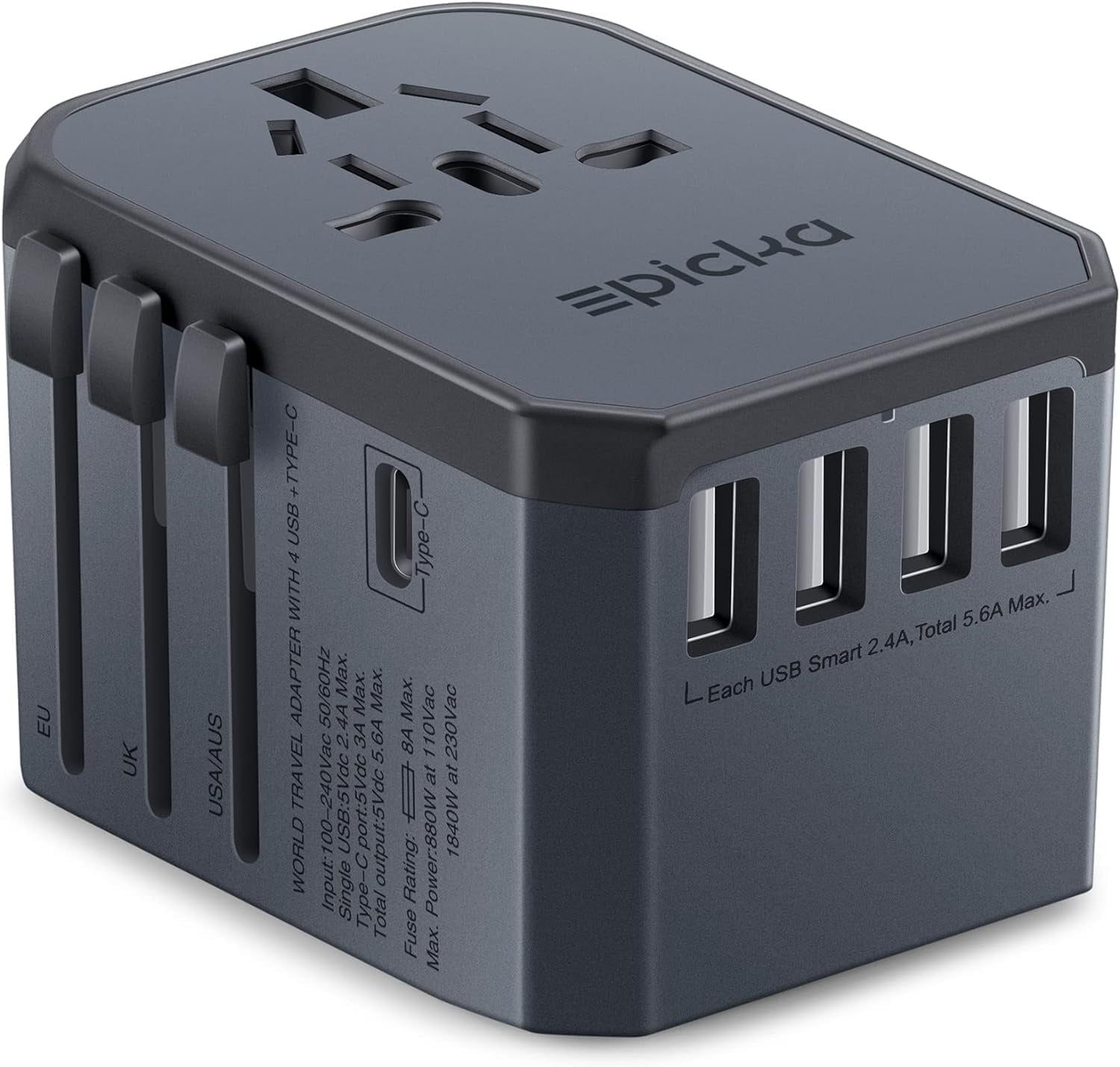 EPICKA Universal Travel Adapter One International Wall Charger AC Plug ...