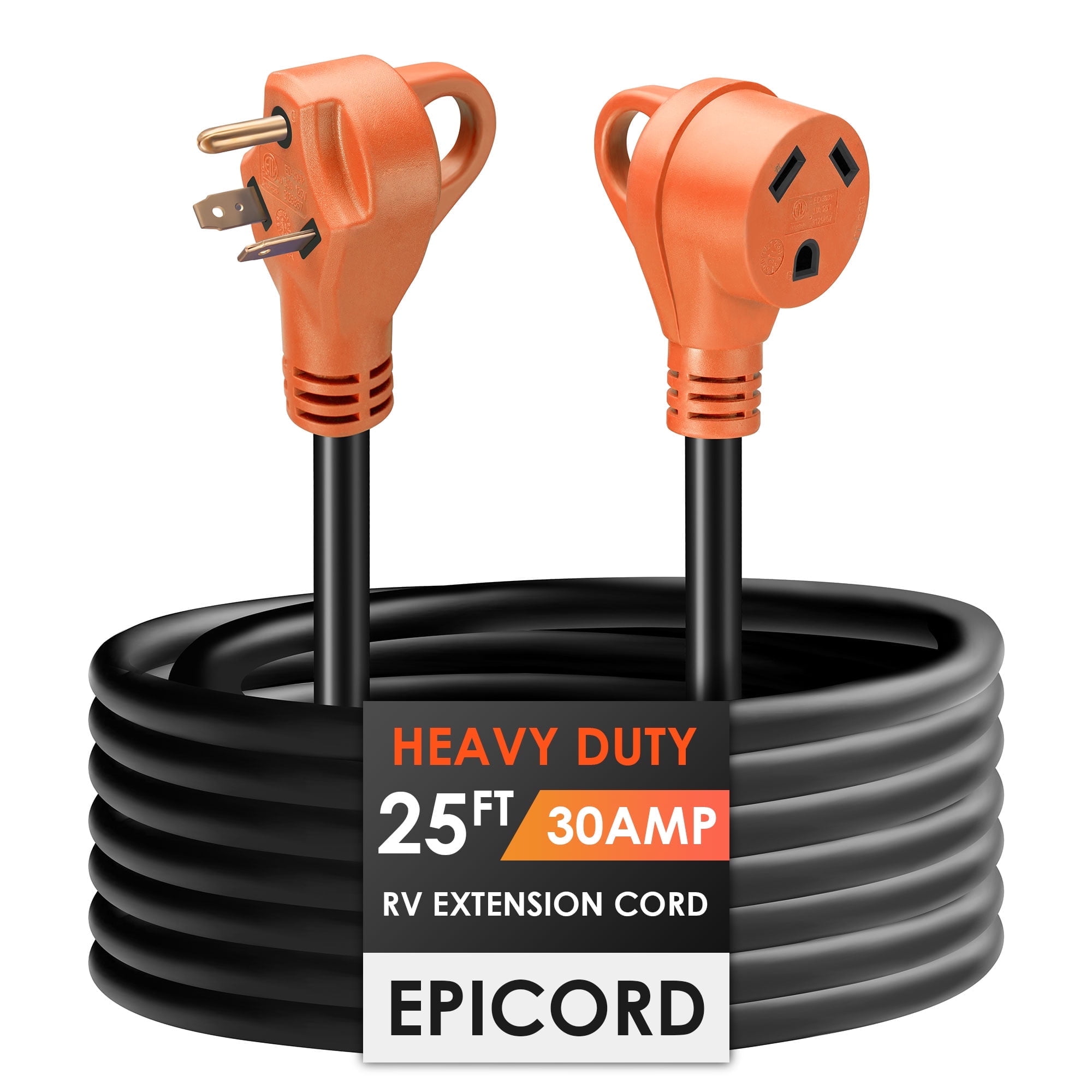 EPICORD 25ft 30Amps RV Extension Cord with Finger Grip Plug with ...