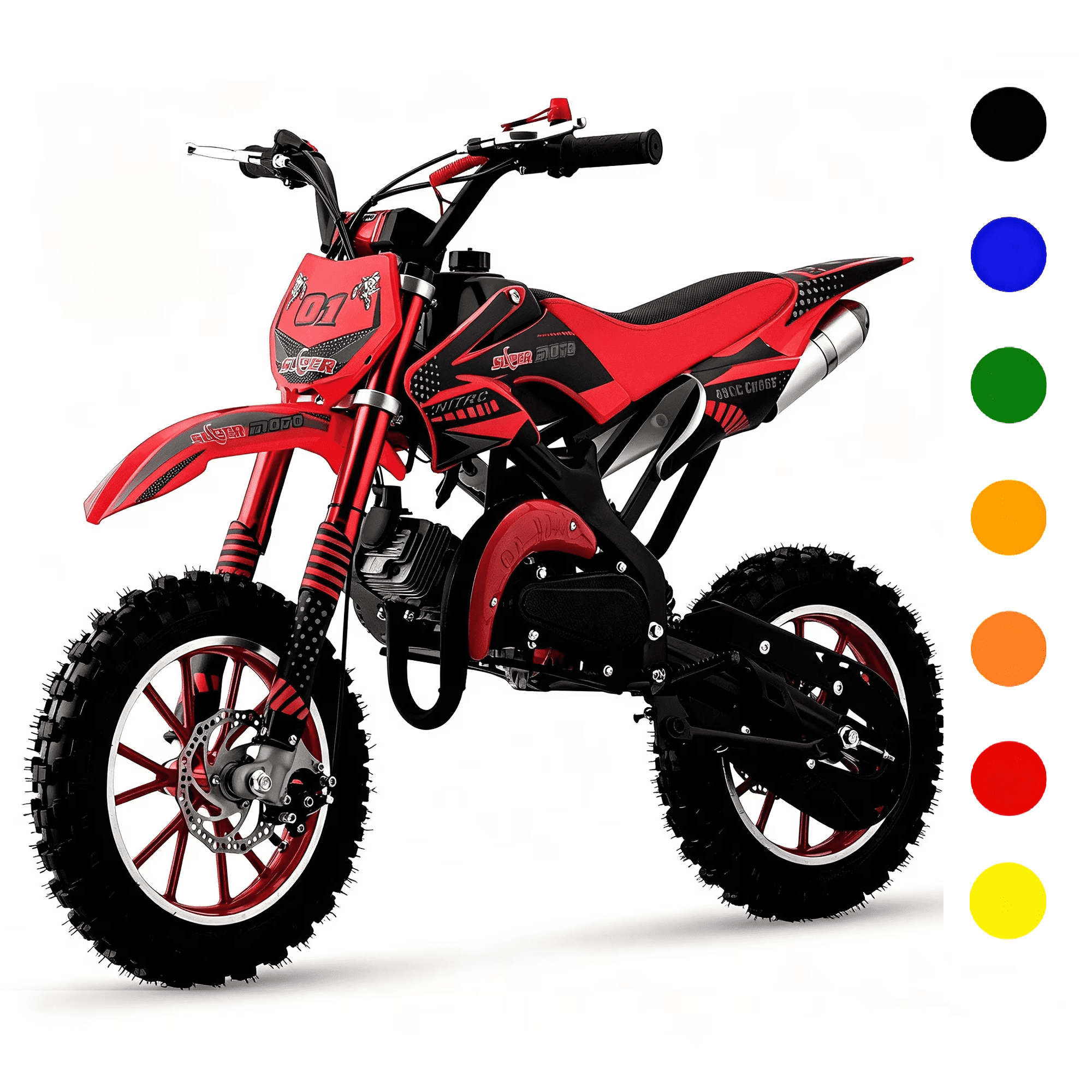 KTOEBYCO 49cc Kids Mini Dirt Bike, 2-Stroke Engine, 40 km/h Max Speed ...
