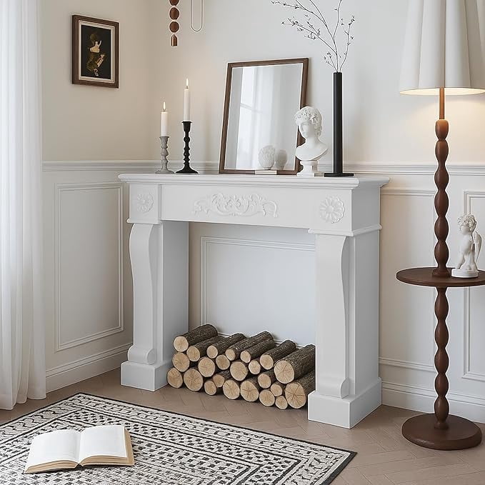 EPICOZY 44.5" Fireplace Mantel, Freestanding Fireplace Surround with ...