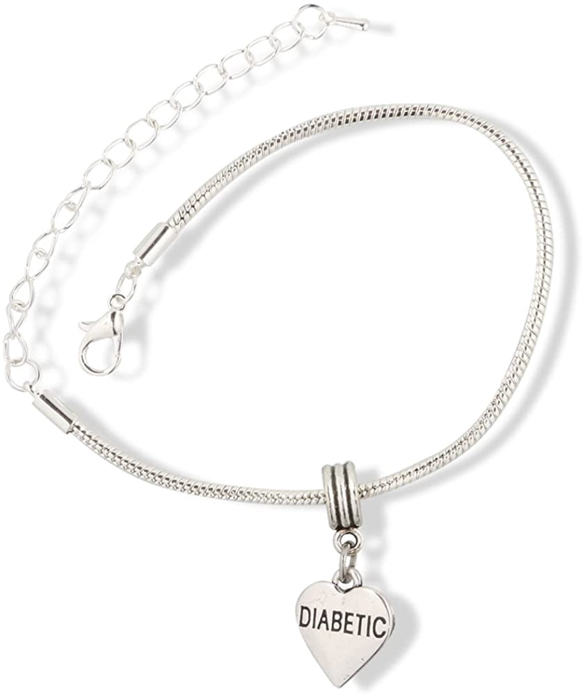 EPJ Diabetic Bracelet | Text on Heart Snake Chain Charm Bracelet ...