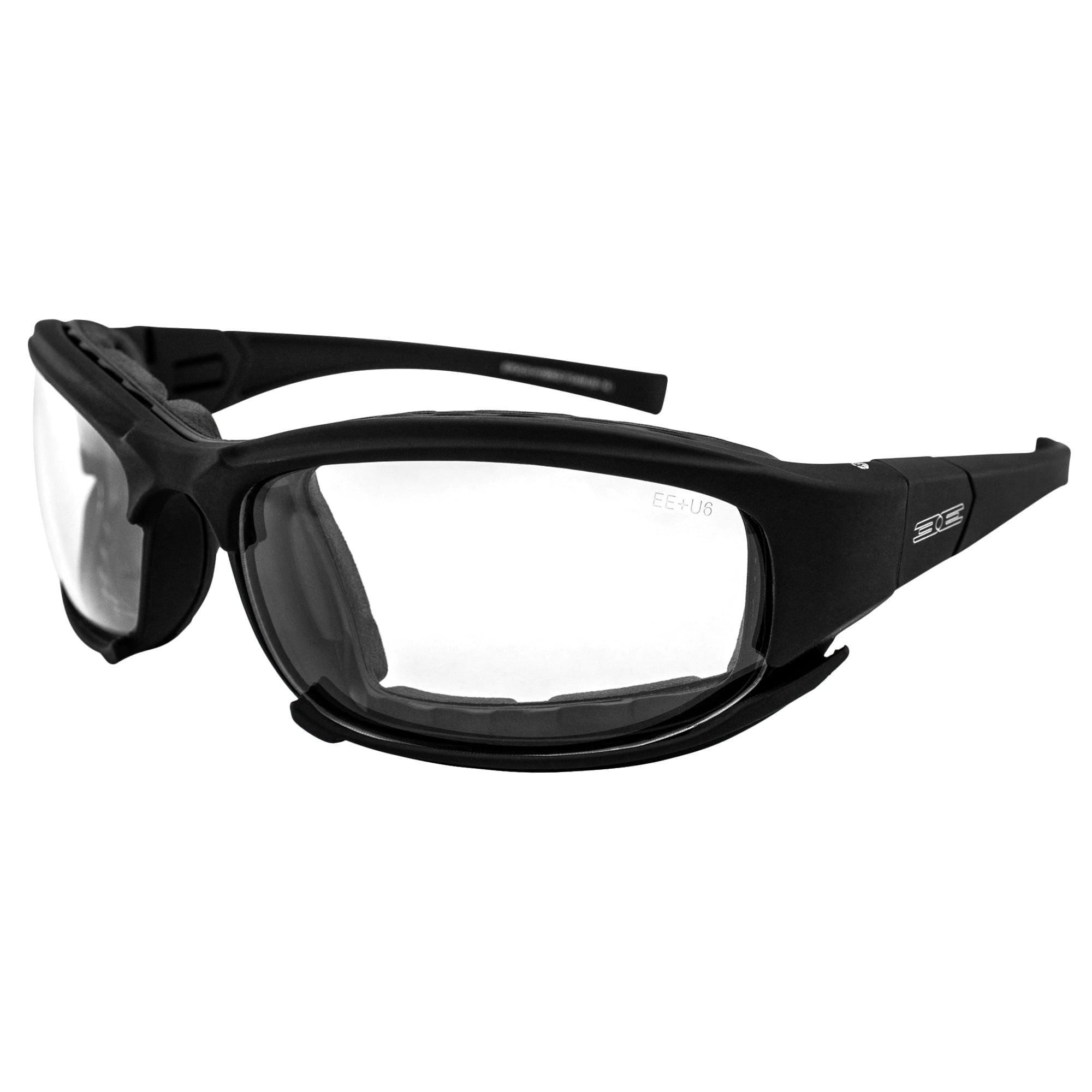 EPOCH Hybrid Motorcycle Sunglasses Black Frames Clear Lens ANSI Z87.1 ...