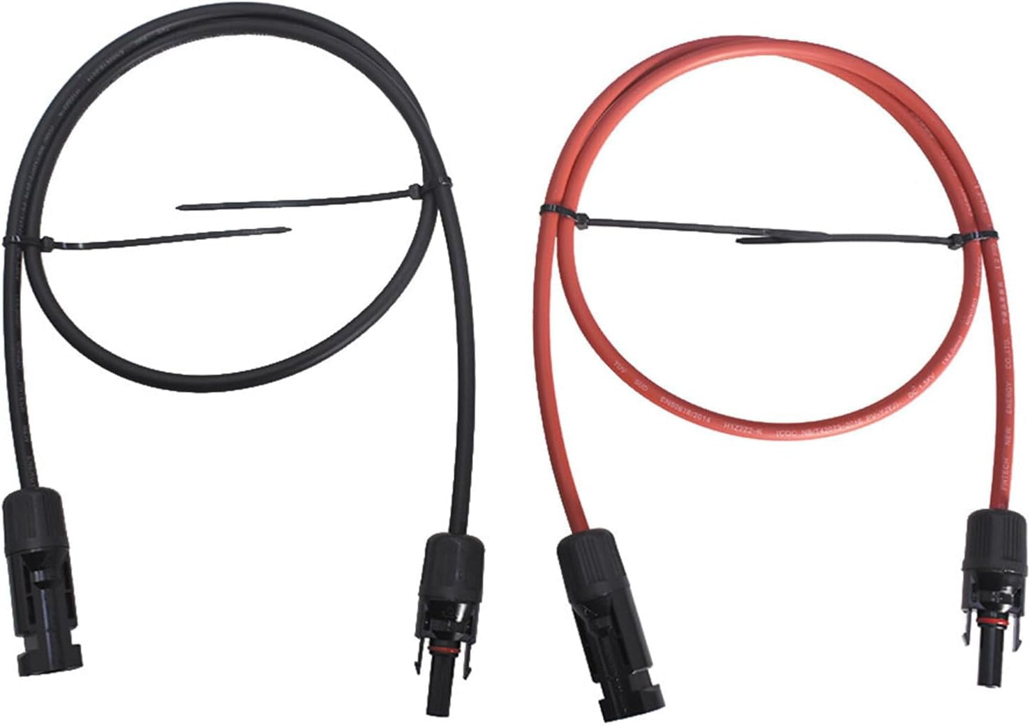 EPOTOOR 1 Pair 5FT Black and Red 10AWG Solar Panel Extension Cable Wire ...
