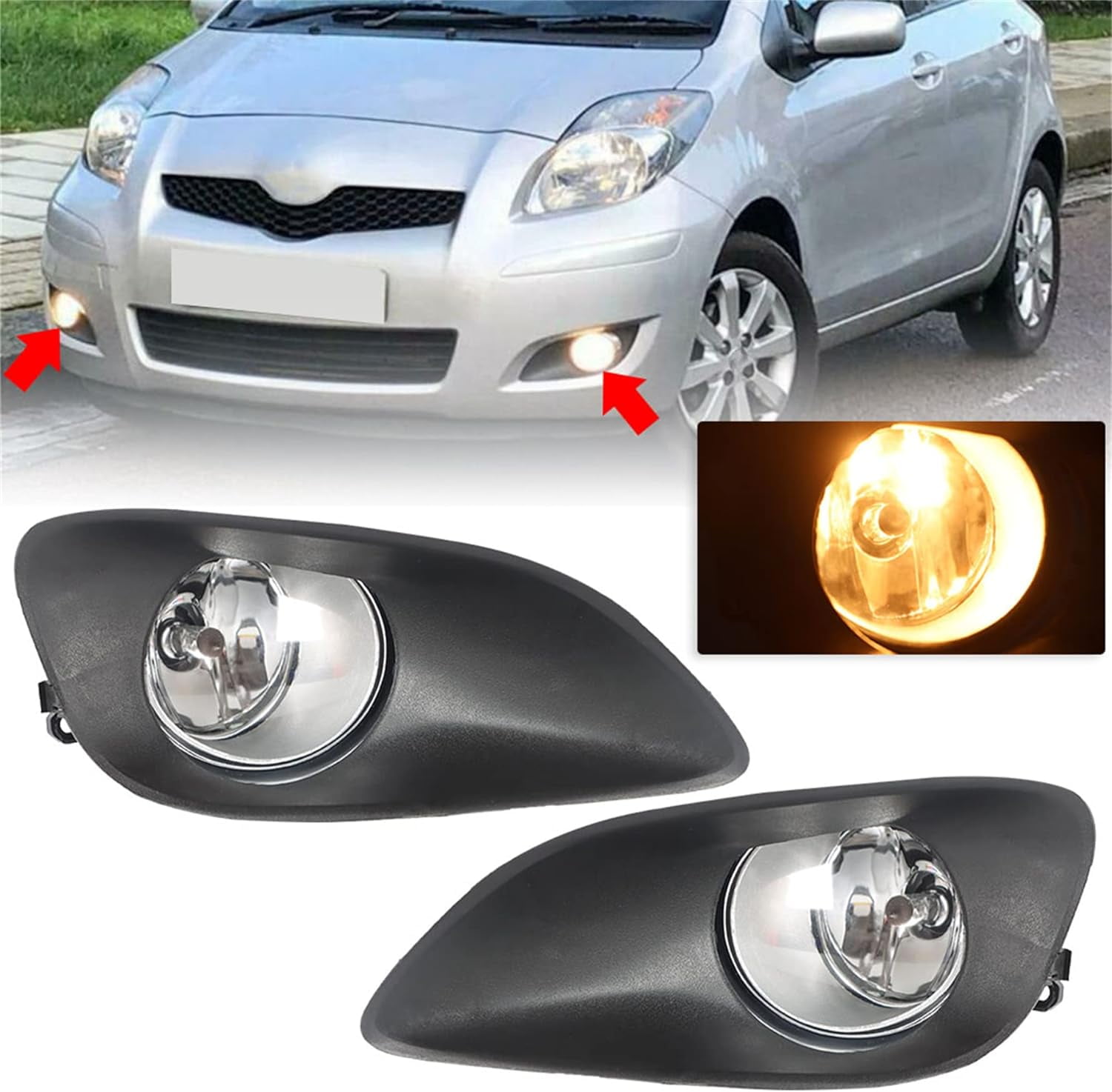 EPOTOOR 1 Pair of Fog Light Lamps Frame Kit Replacement for Toyota ...