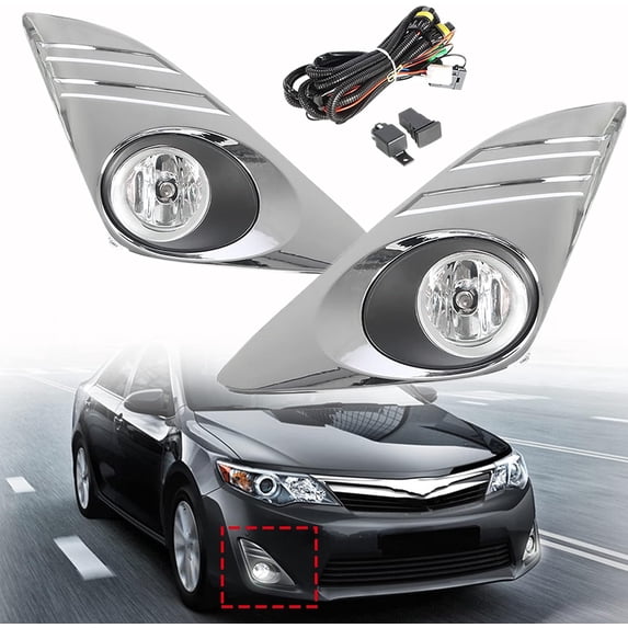 EPOTOOR 2-Pack Fog Light Assembly Chrome Cover Switch Wiring Bulb Kit ...