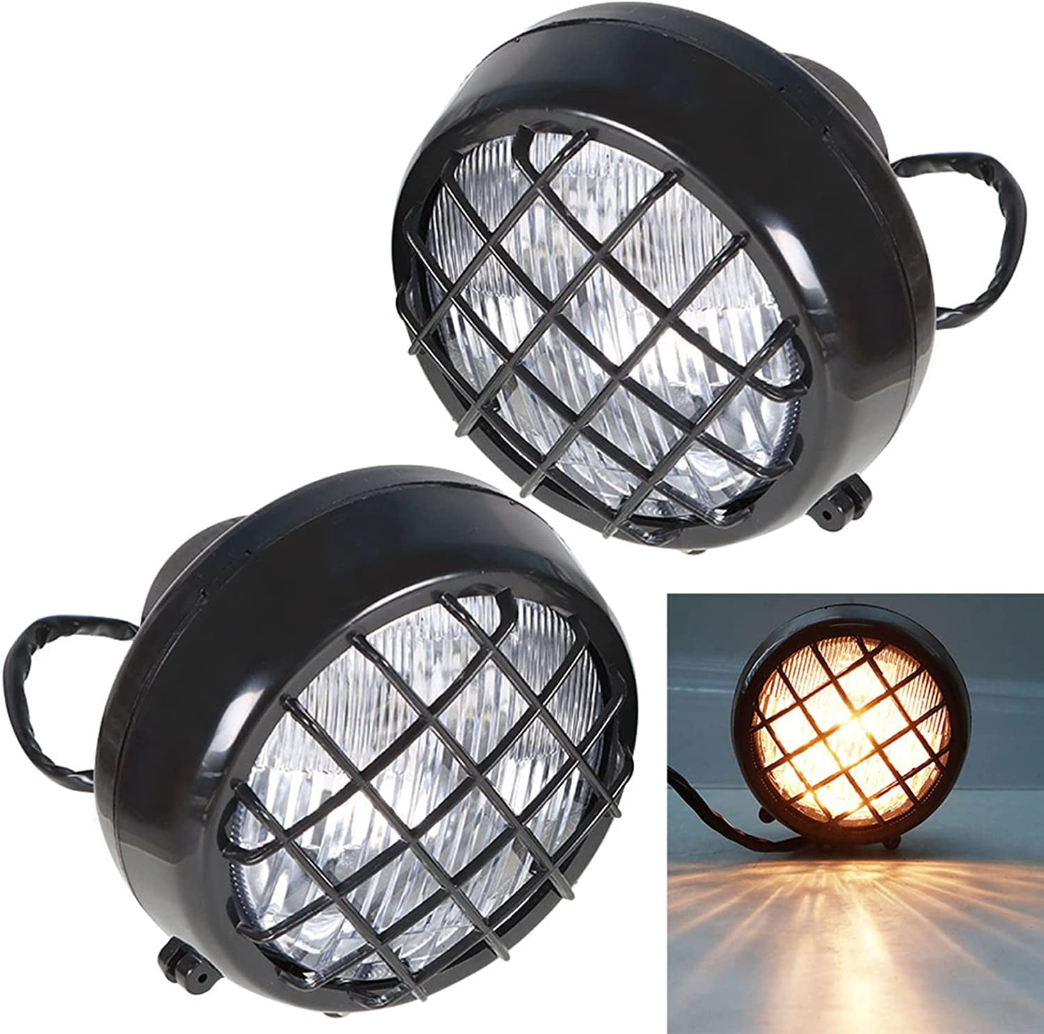 EPOTOOR 2 x Headlights For Yamaha Banshee 1987-2006 lens bulbs lights ...
