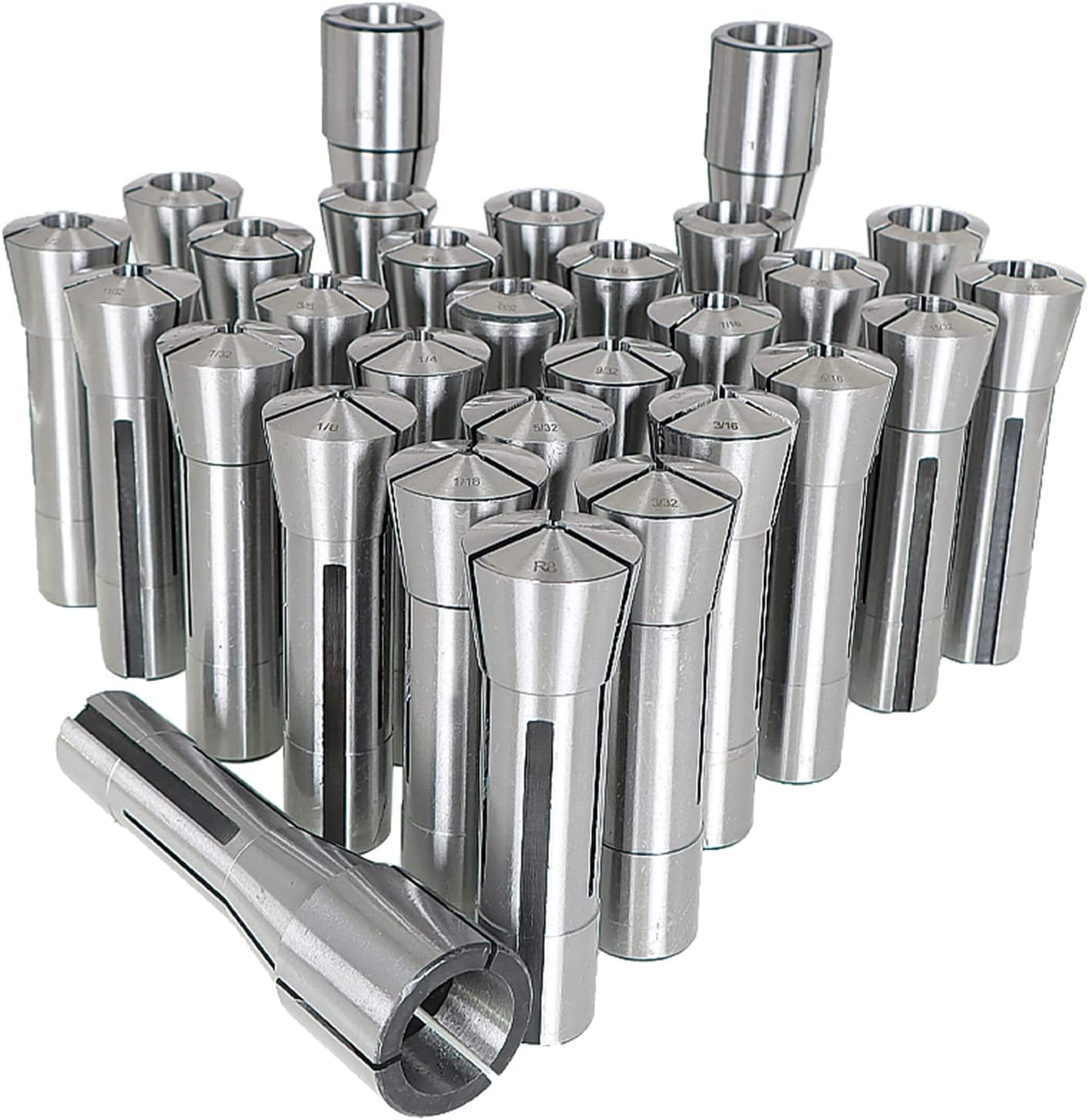 EPOTOOR 29Pcs Mill Collets Set Mill Chuck Holder Kit 1/32-1 R8 Collet ...
