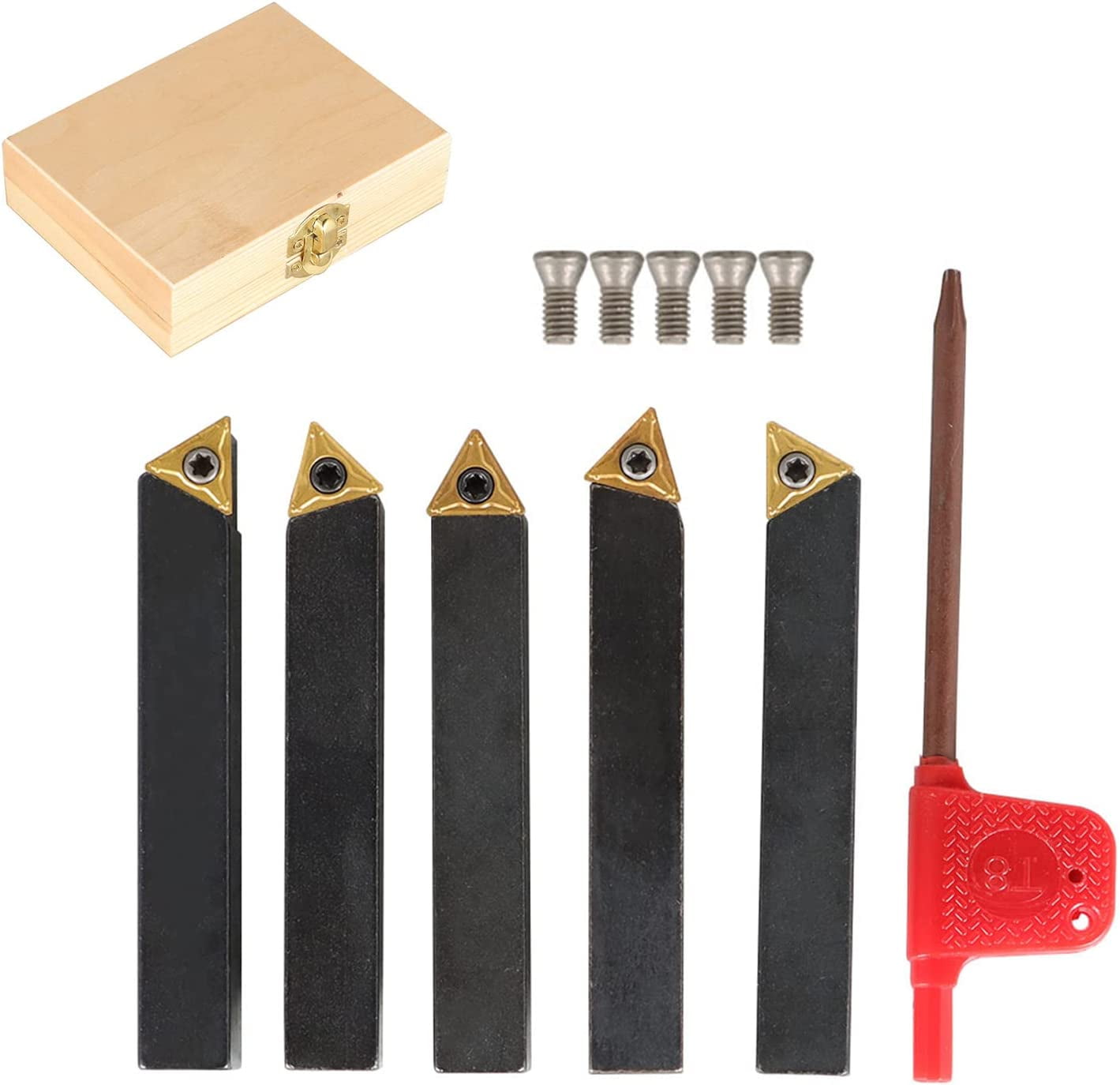 EPOTOOR 3/8 Inch Mini Lathe Indexable Carbide Insert Bit Tool Set, 5 ...