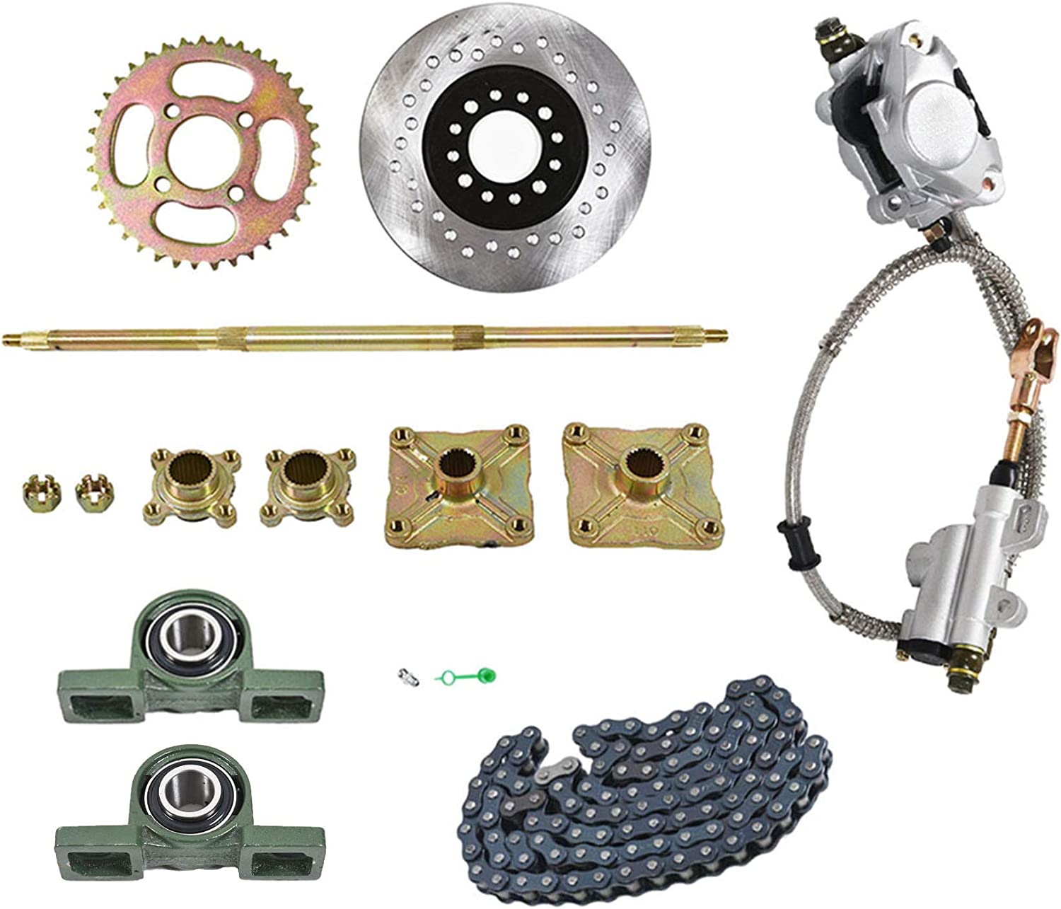 EPOTOOR 32 Rear Axle Assembly Kit Shaft + Hub+ Chain+ Brake Master ...