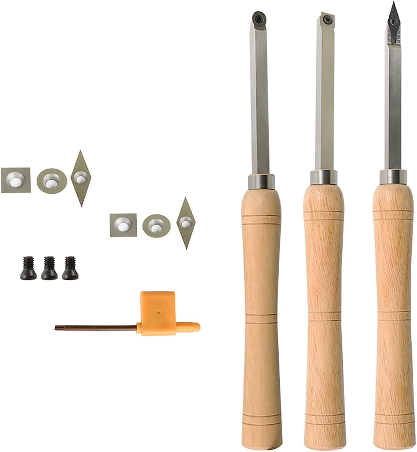 EPOTOOR 3Pcs Carbide Woodturning Mini Lathe Tool Set Includes Diamond ...