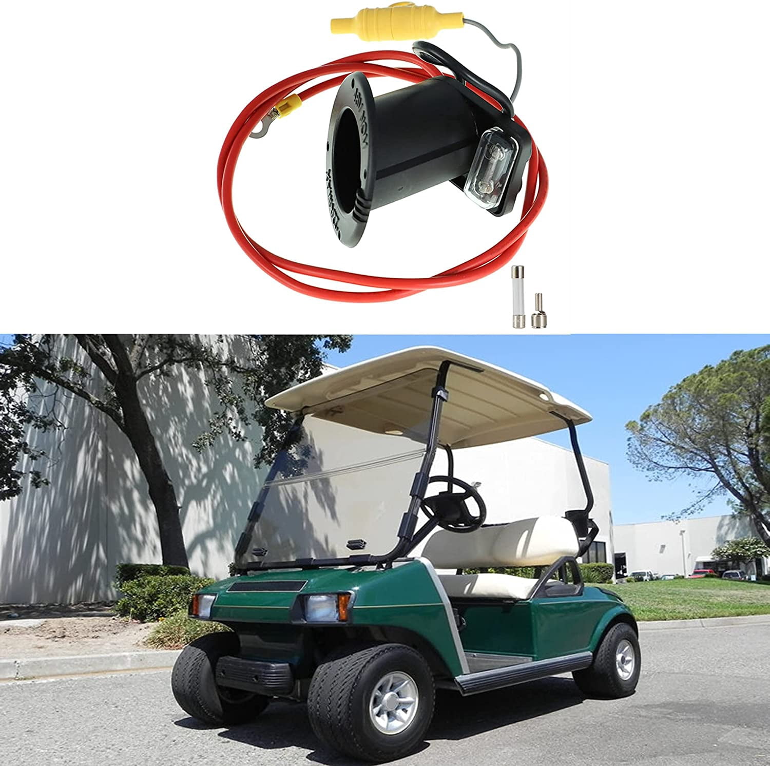 EPOTOOR 48V DC Charger Receptacle and Fuse Kit Replacement for Club Car ...