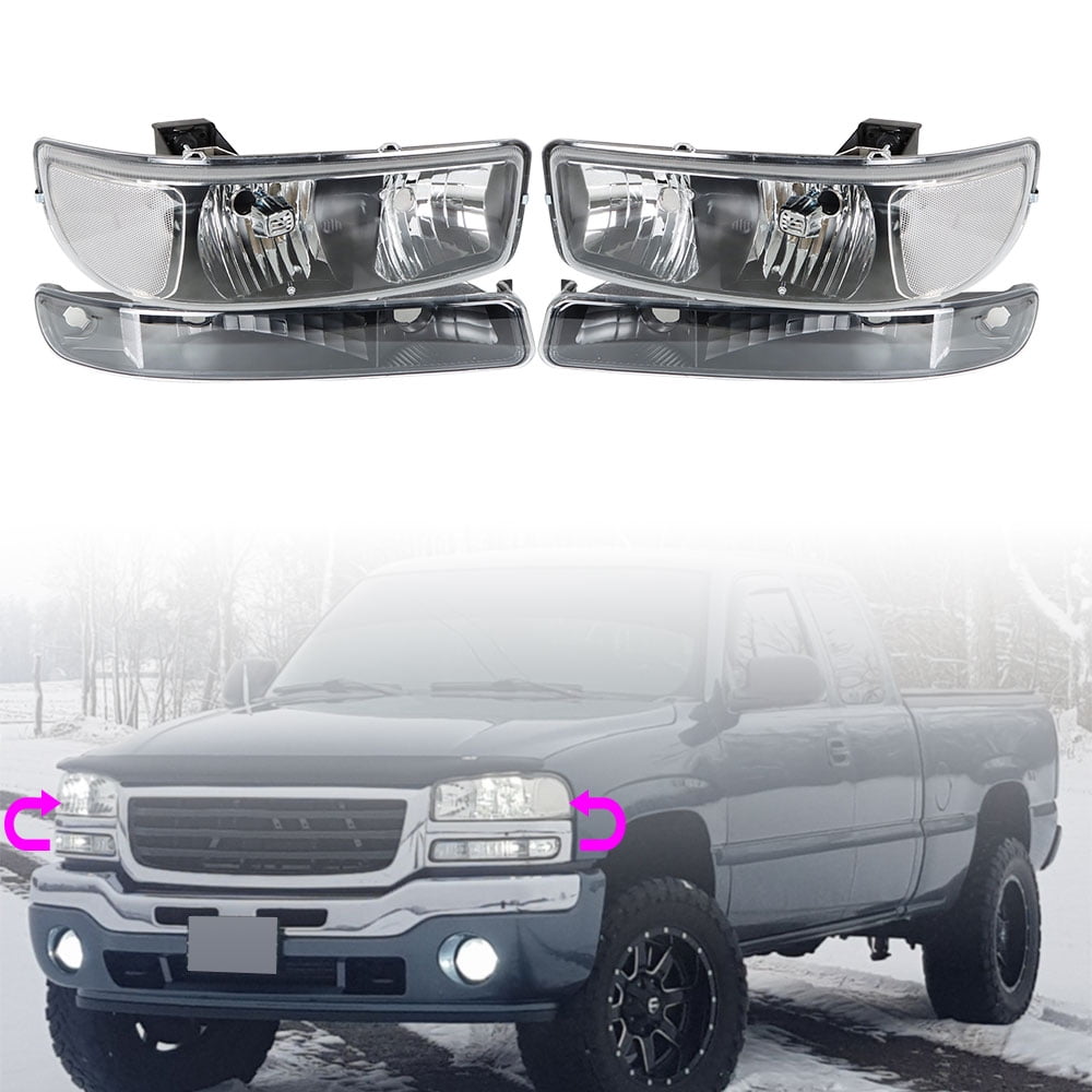 EPOTOOR 4pcs Headlight Assembly Replacement for 1999 2000 2001 2002 ...