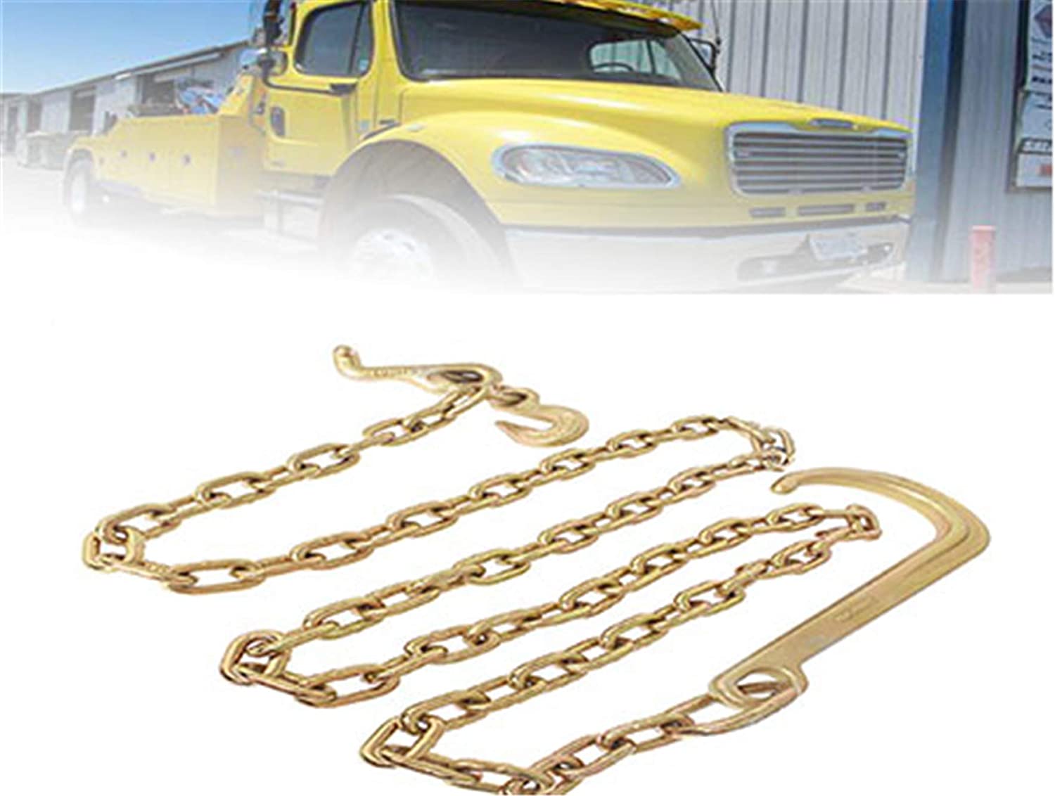 EPOTOOR 5/16 x 8 FT Grade 70 Tow Chain 15 J Hook and T Hook Mini J Hook ...