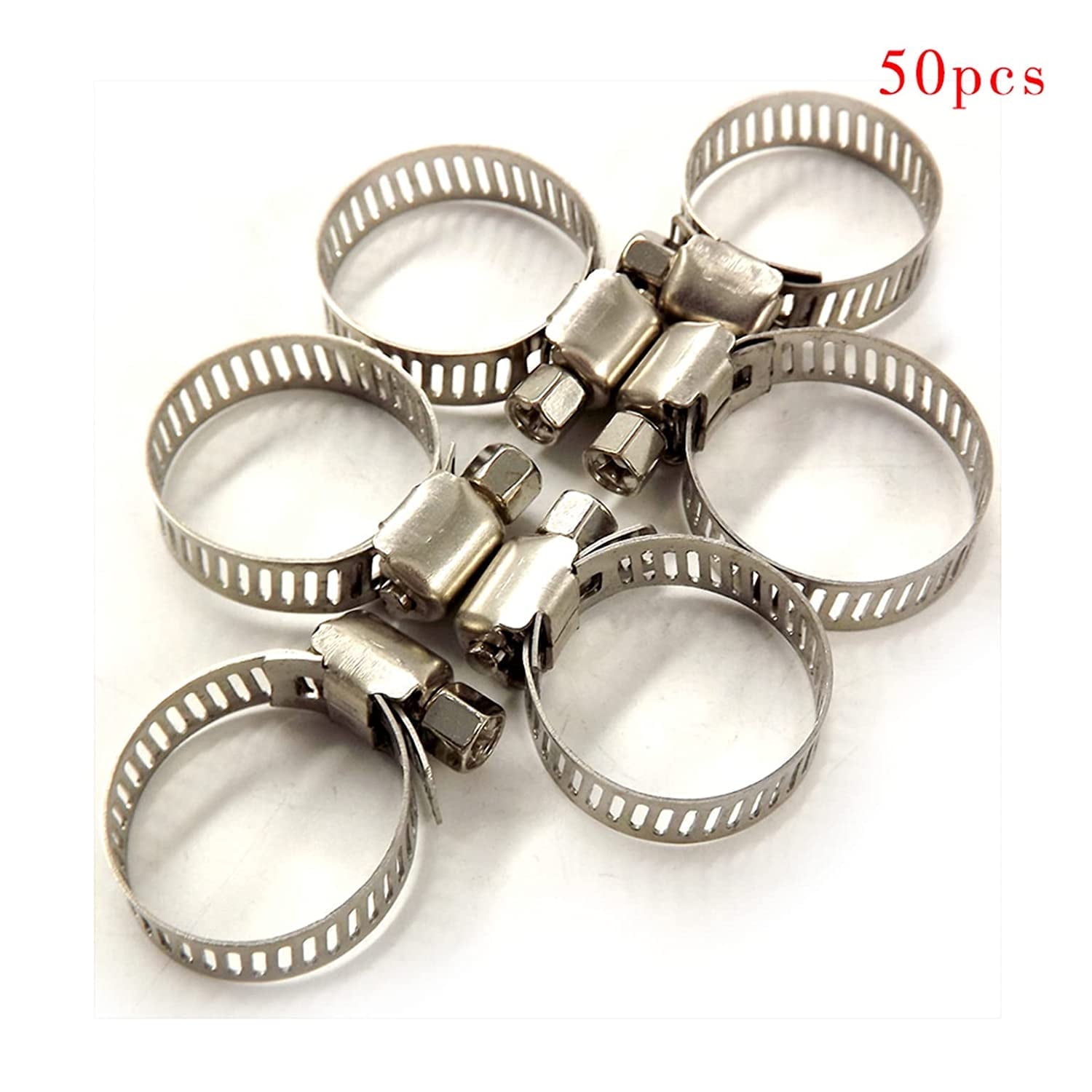Epotoor 50-Pack Adjustable Stainless Steel Worm Drive Hose Clamps, 3/4 ...