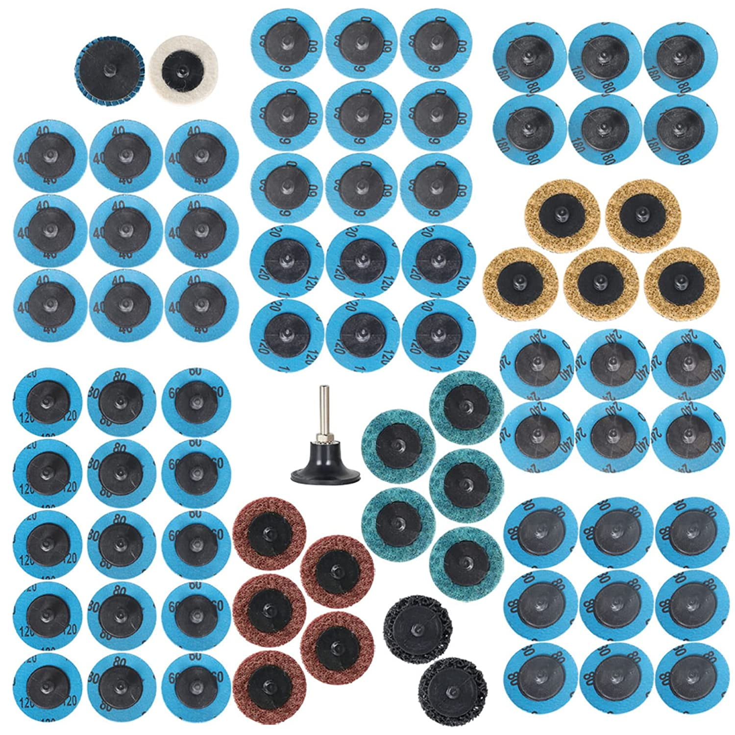EPOTOOR 80Pcs 2 inch Roll Lock Sanding Discs, Quick Change Discs Set ...